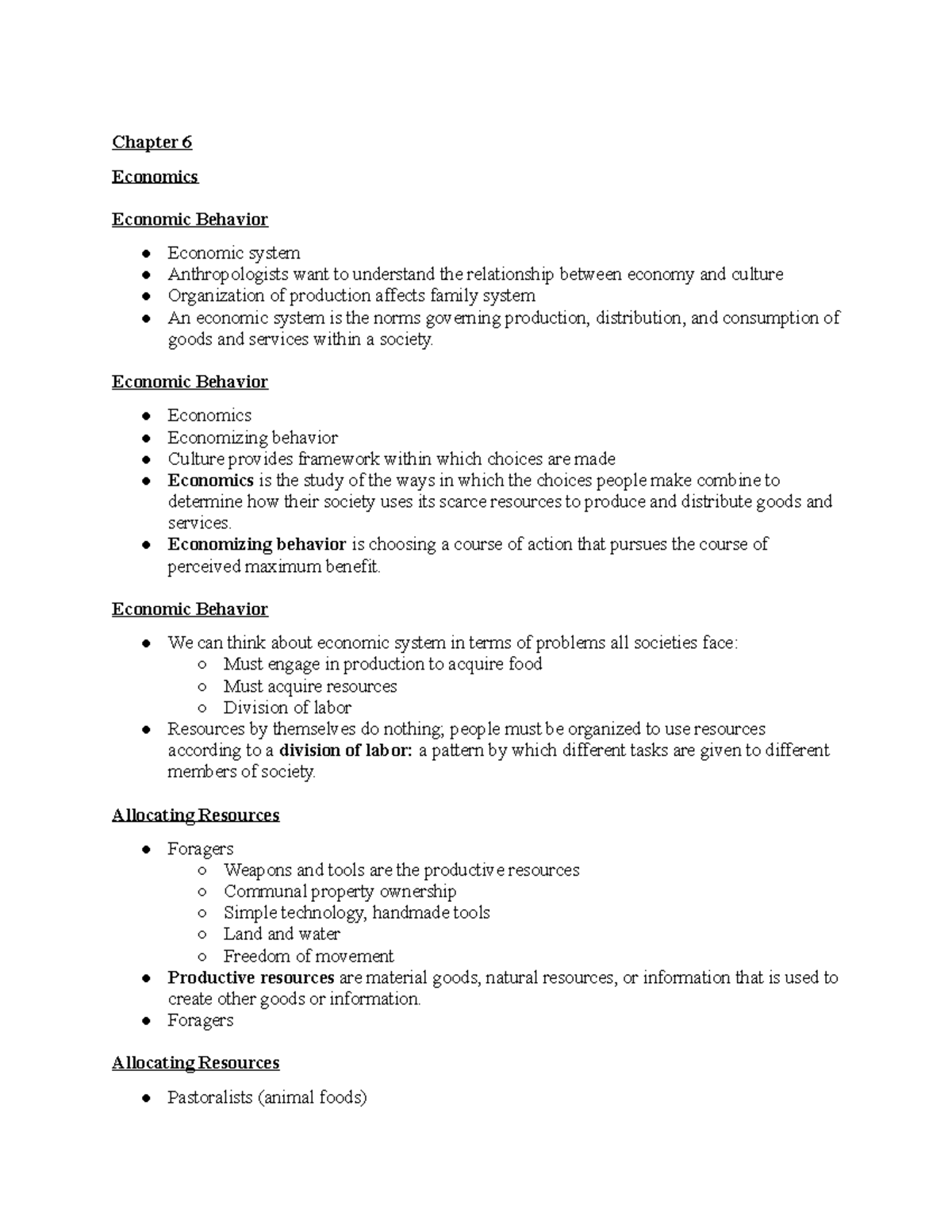Kathleen Stephens SSA 101 Chapter 6 Notes - Chapter 6 Economics ...