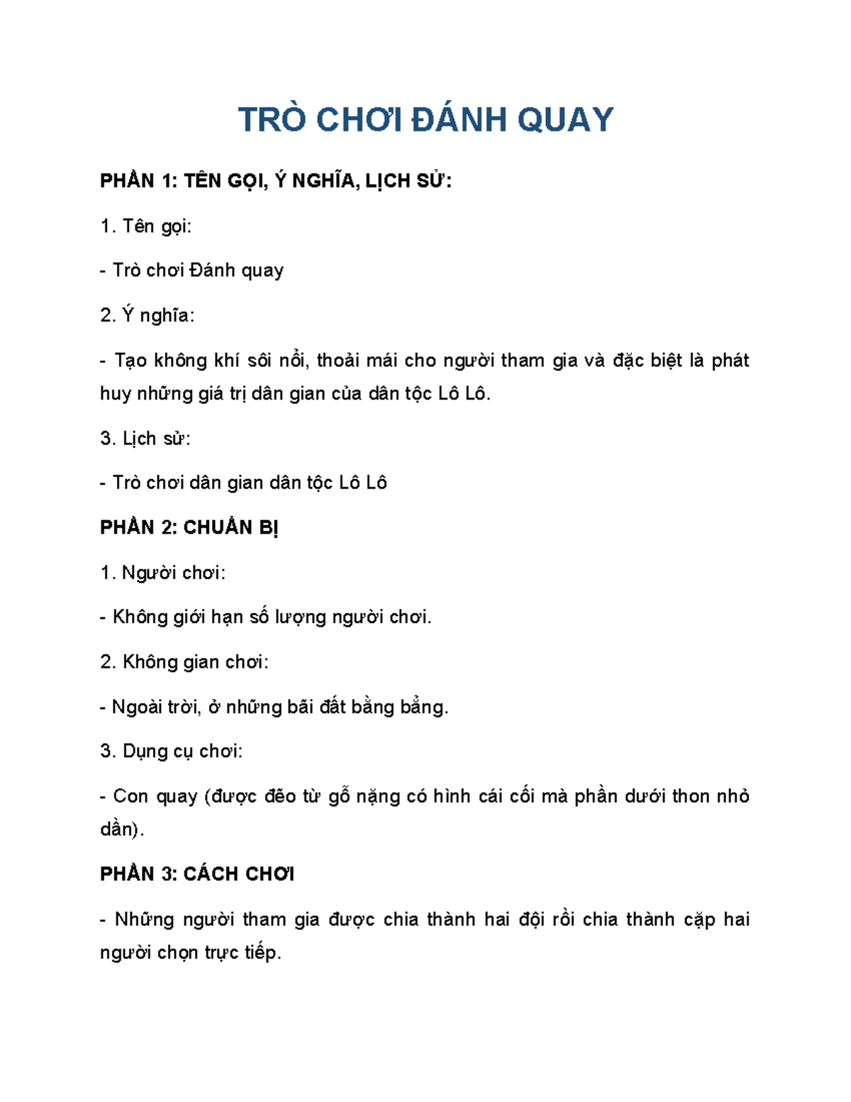 TRÒ CHƠI ĐÁNH QUAY - Trò chơi dân gian - TRÒ CHƠI ĐÁNH QUAY PHẦN 1: TÊN ...