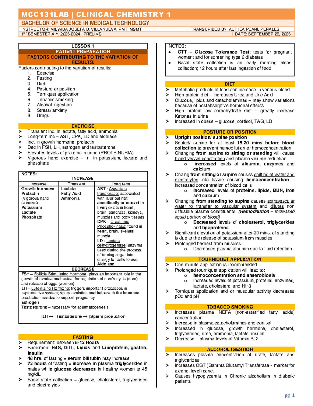 CC1LAB- Module 1-4 - Clinical Chemistry 1-Laboratory - MCC131LAB ...
