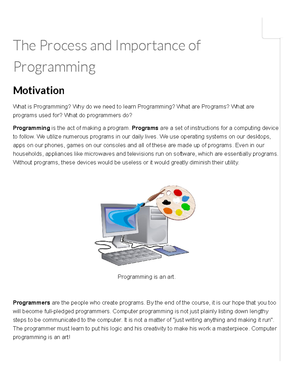 Ccprog 1 Course Notes - - Studocu
