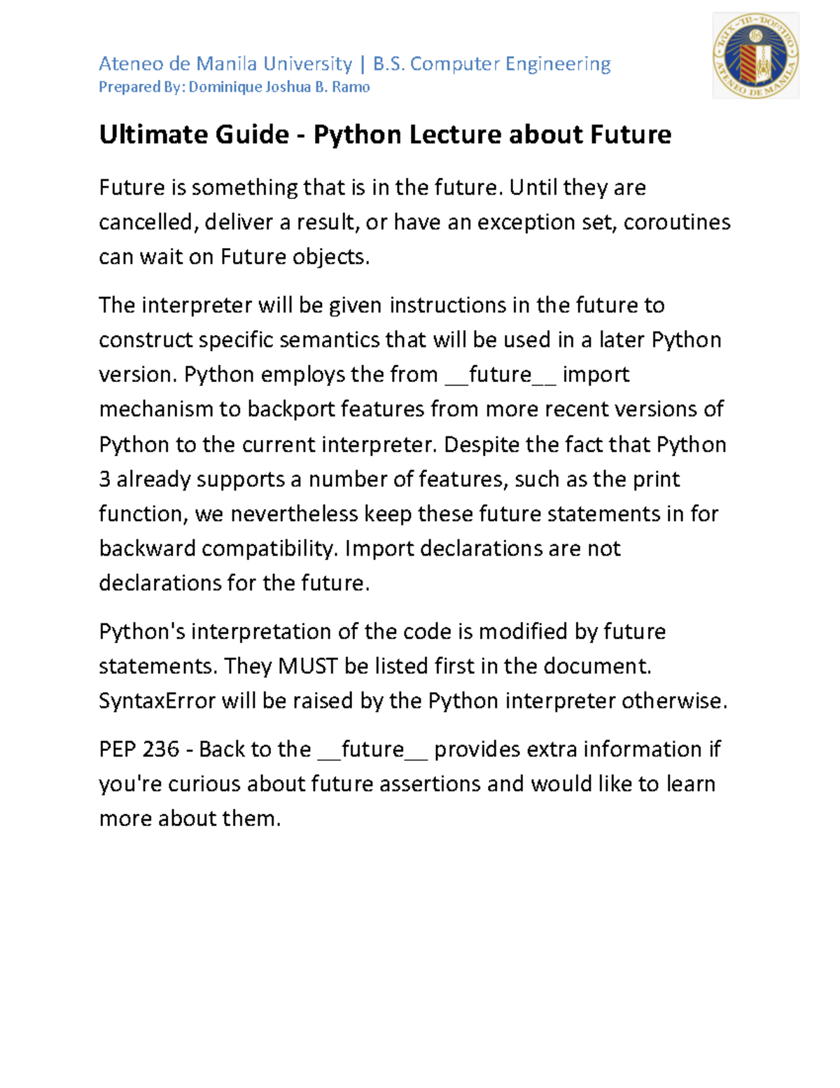 Study Guide - Python Lecture about Future - Ultimate Guide - Python ...