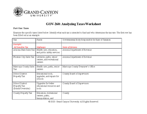 Arizona Government Analyzing Tax Worksheet - Cheryl Franklin Grand ...