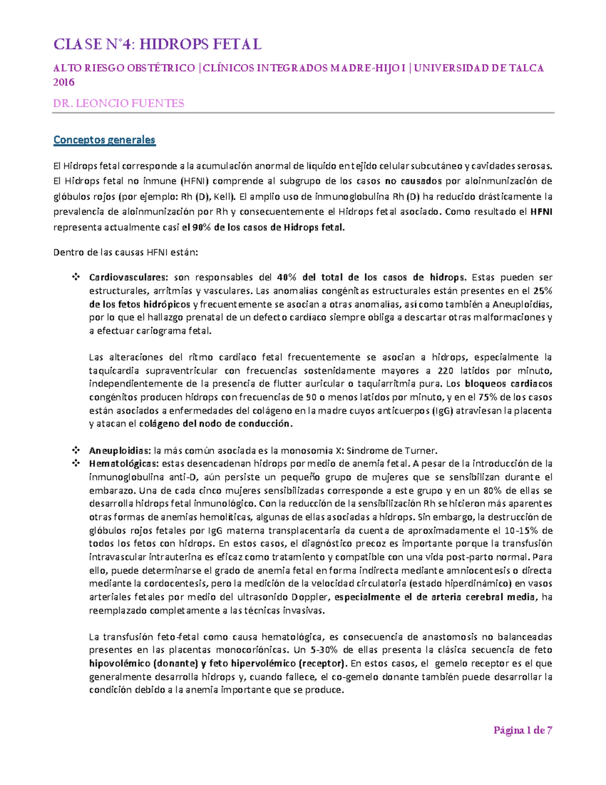 Clase 4 - Hidrops Fetal NO Inmune - ALTO RIESGO OBSTÉTRICO | CLÍNICOS ...