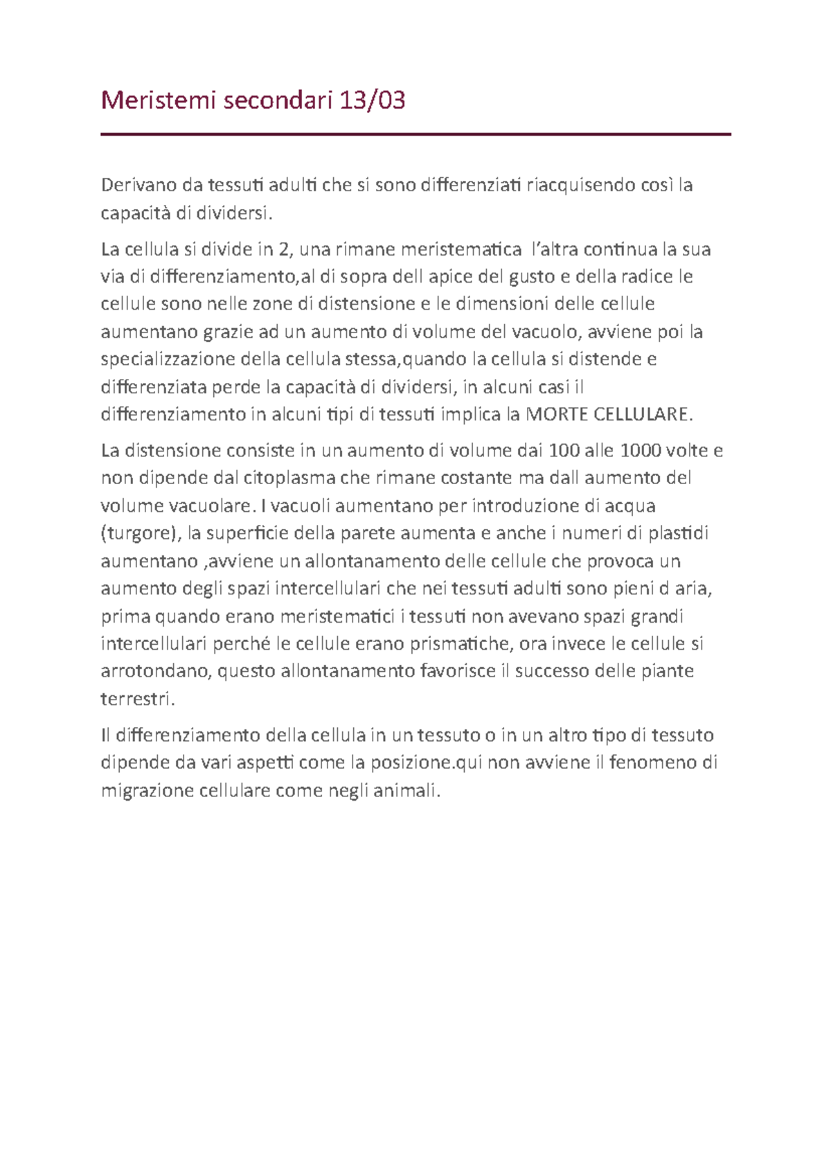 Meristemi secondari-botanica parte 1 - Meristemi secondari 13/ Derivano ...