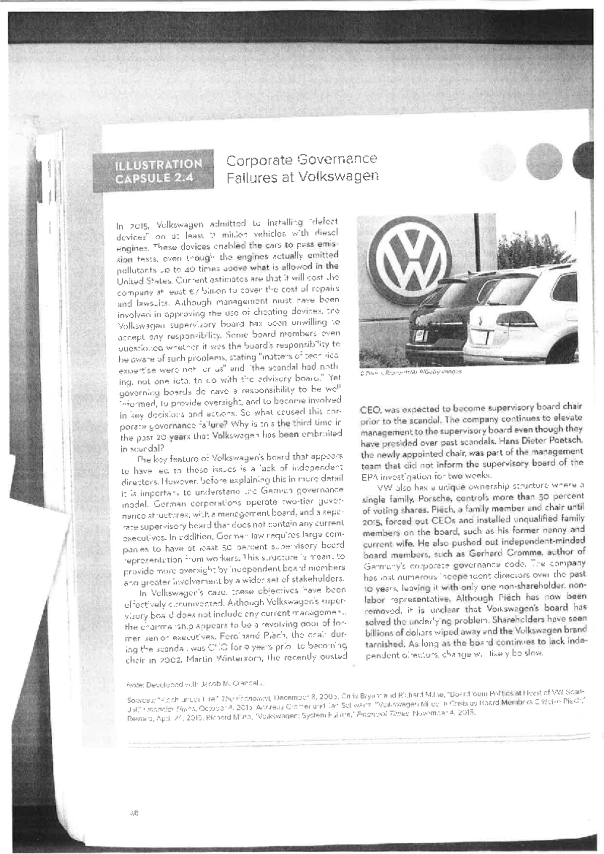 Short case - volkswagen - ILLUSTRATION Corporate Governance CAPSULE 2 ...