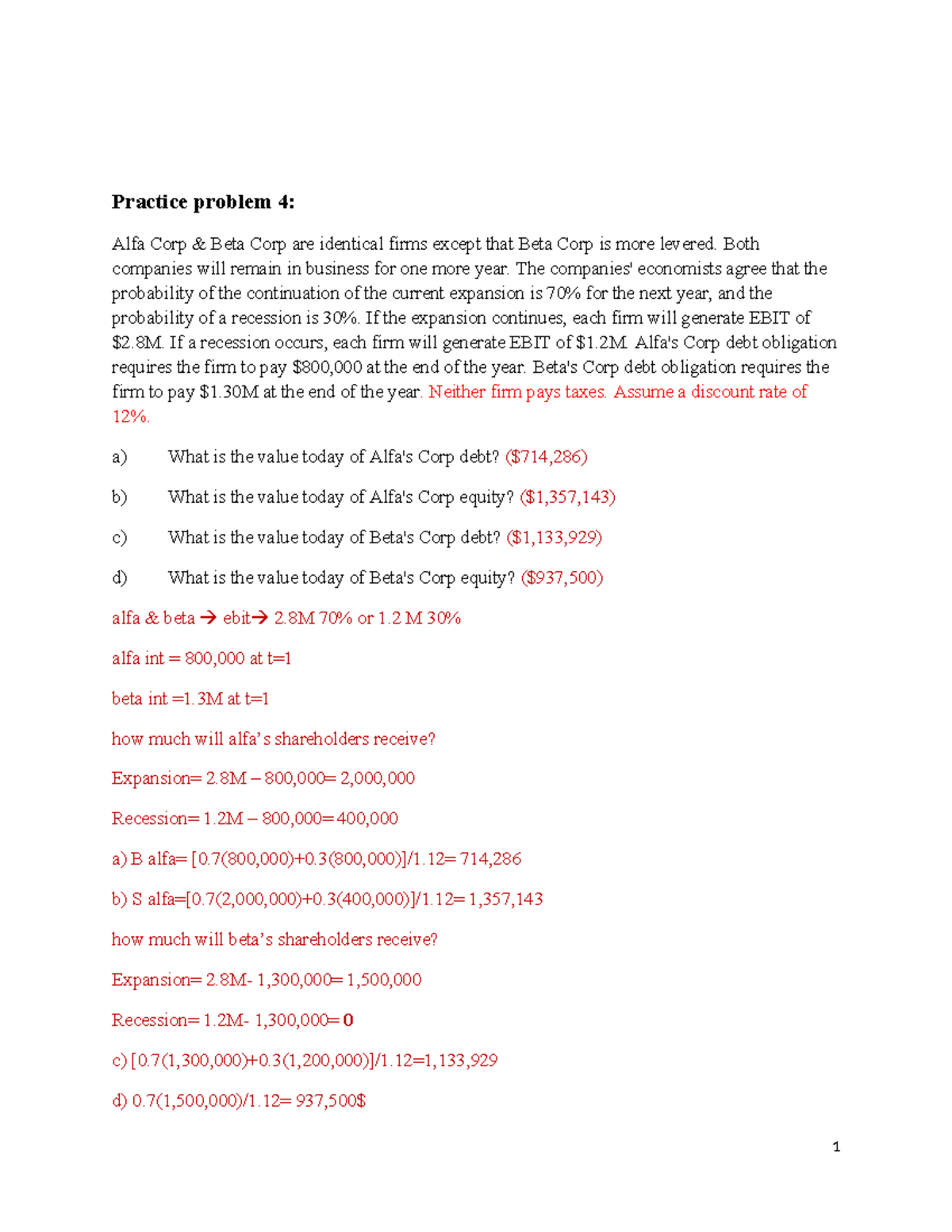 Chapter 17 Lecture Outline F2023 - Practice problem 4: Alfa Corp & Beta ...