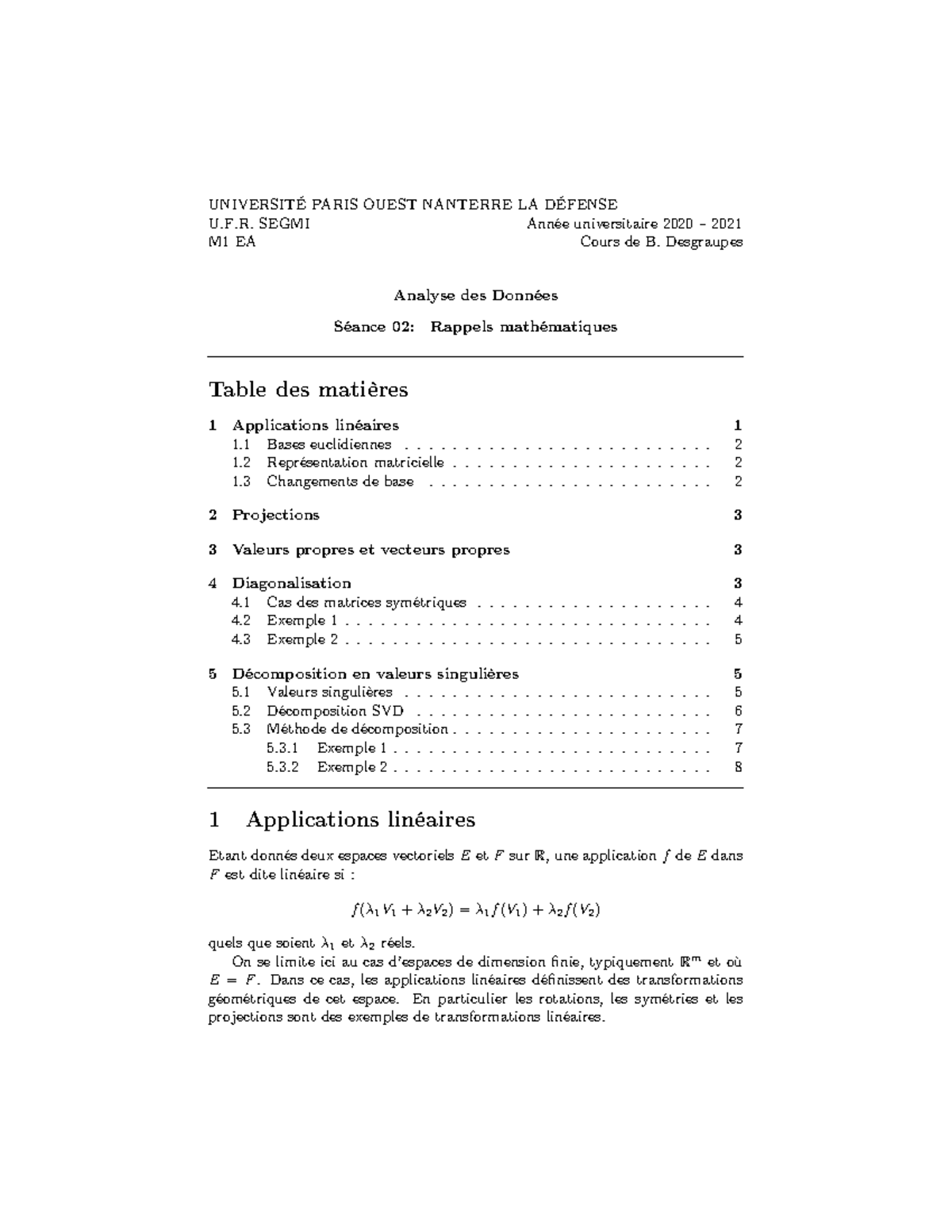 ADM1 seance 02 - Cours d'Analyse des données de Bernard Desgraupes pour ...