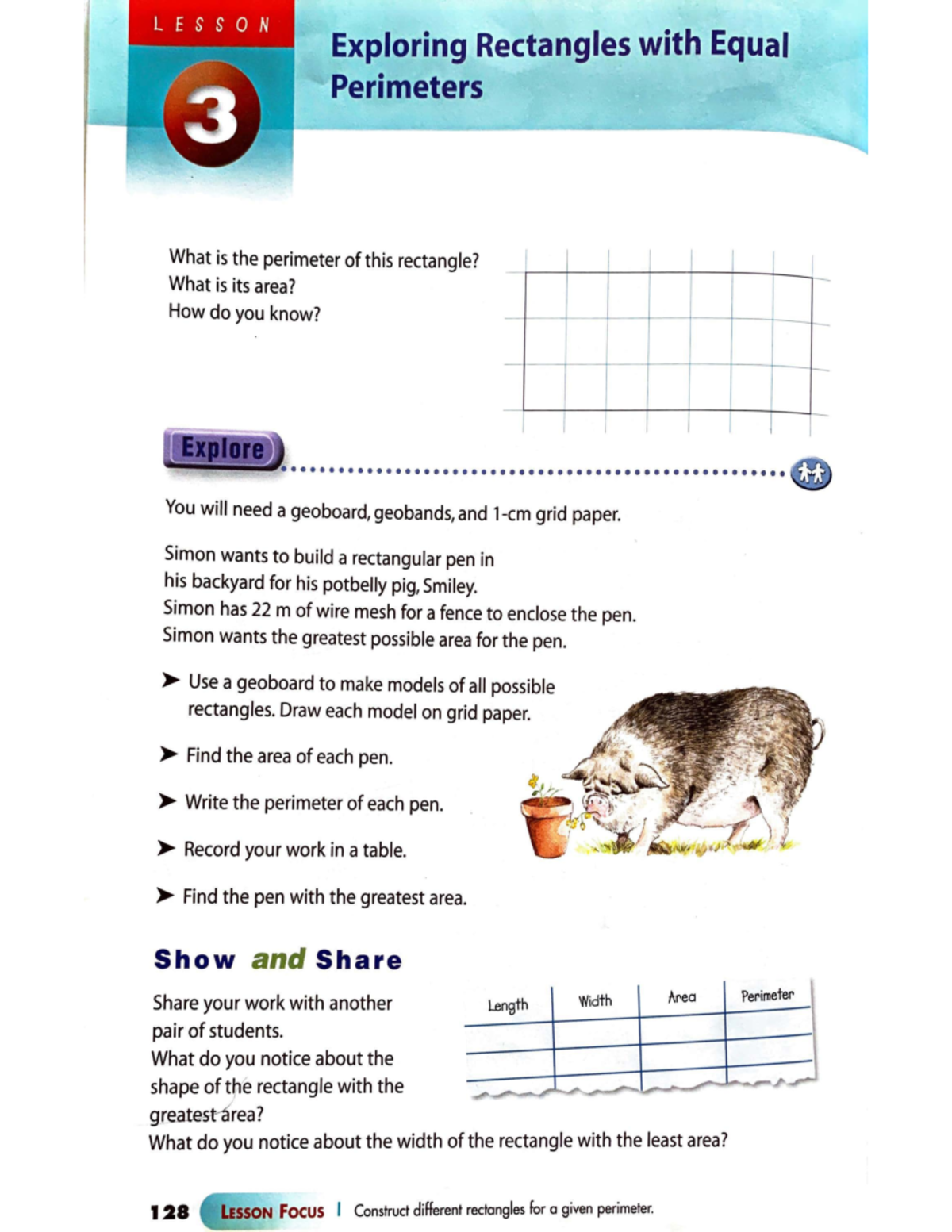 Unit 4 Lesson 3 - Science and Notes - LESSON Exploring Rectangles with ...