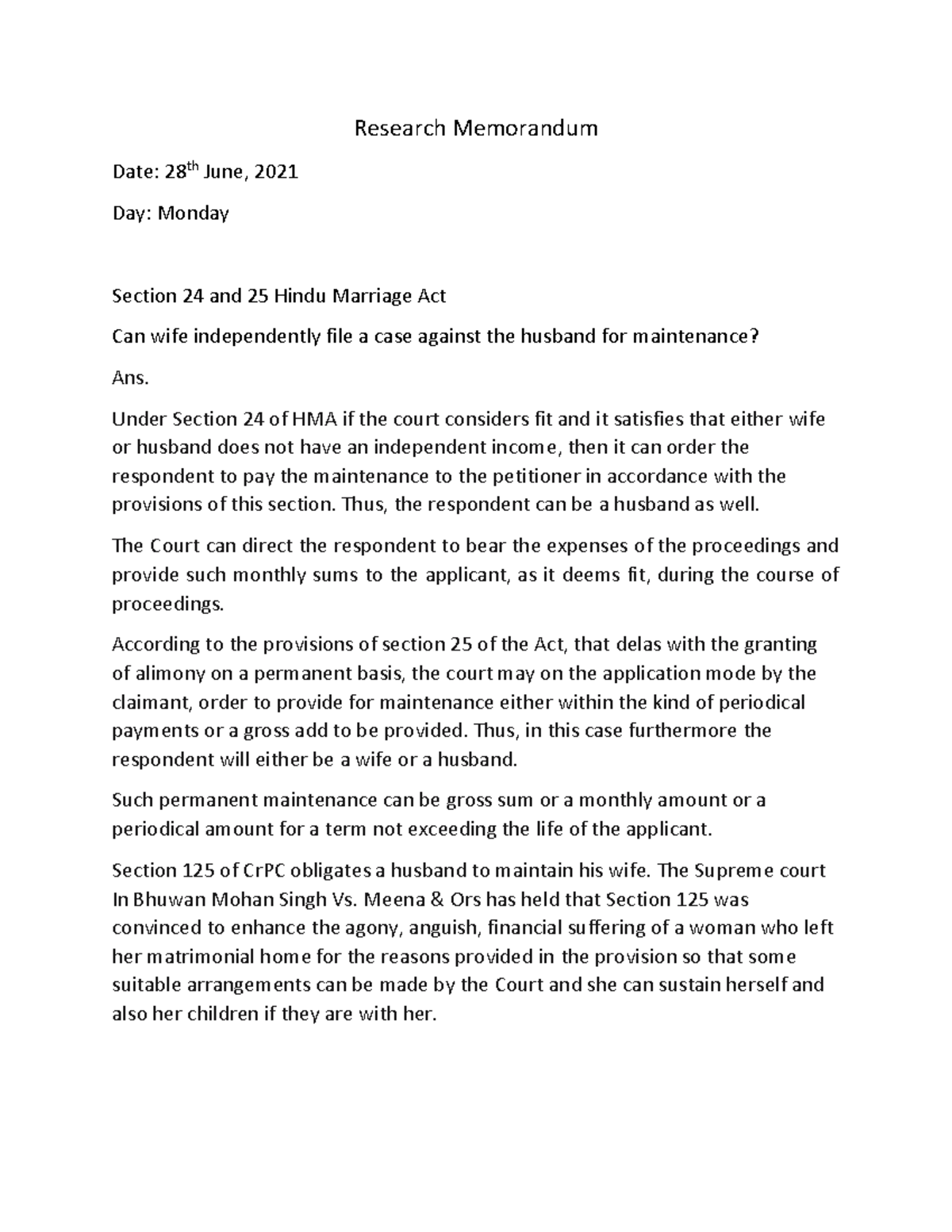 Research Memo - ,vkhy - Research Memorandum Date: 28th June, 2021 Day ...