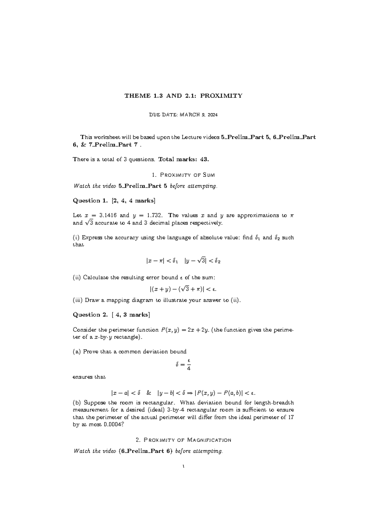 Ass3 2024 MAt105 - Prac - THEME 1 AND 2: PROXIMITY DUE DATE: MARCH 9 ...