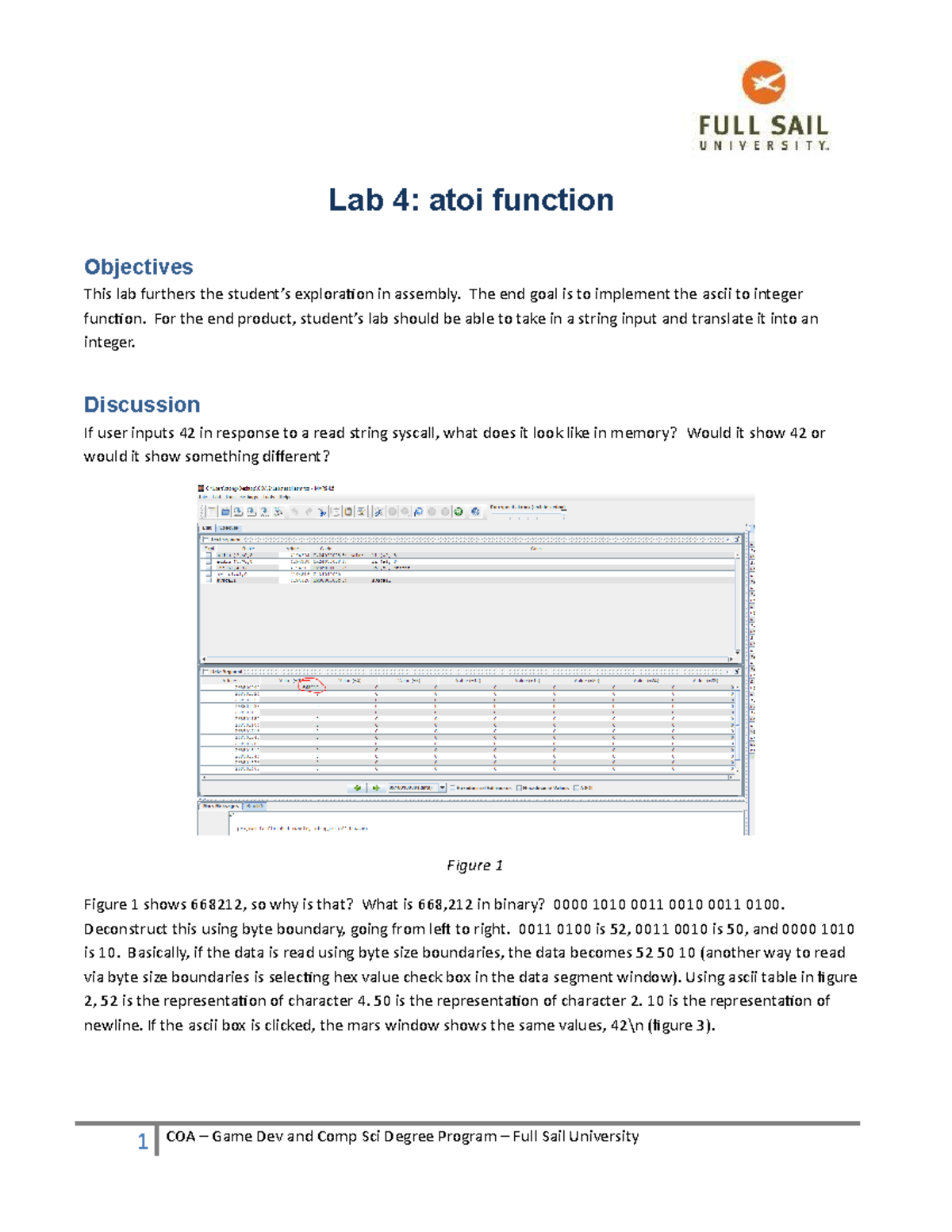 Lab4-atoi - assignment - Lab 4: atoi function Objectives This lab ...