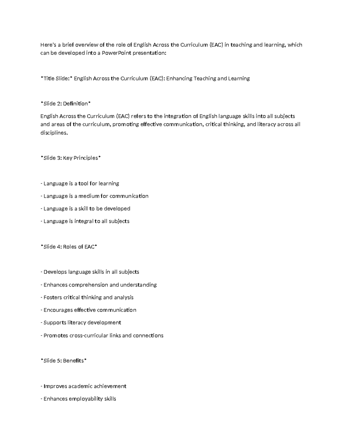 Document - Here's a brief overview of the role of English Across the ...