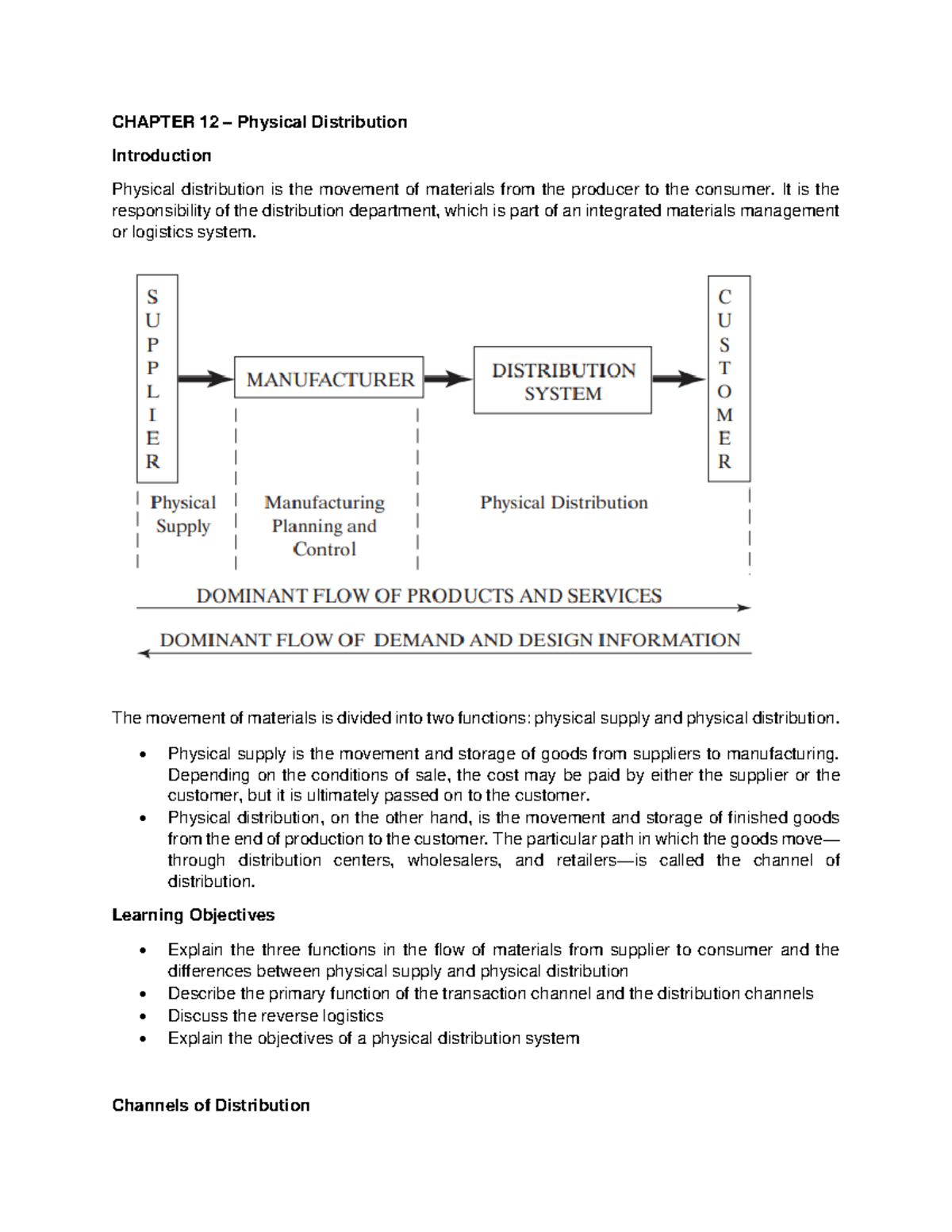 Chapter 12-Physical Distribution - CHAPTER 12 – Physical Distribution ...