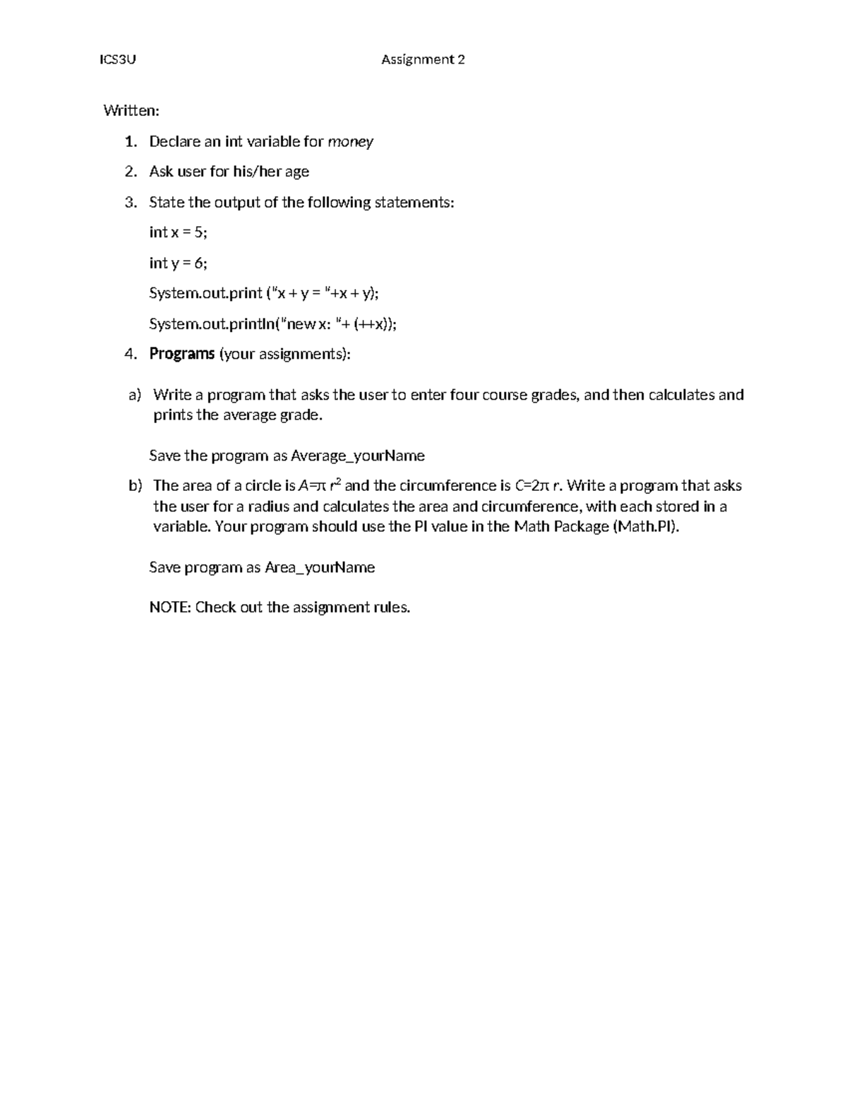 Average Area Assignment ICS3U Assignment 2 Written 1 Declare An Int average-area-assignment-ics3u-assignment-2-written-1-declare-an-int