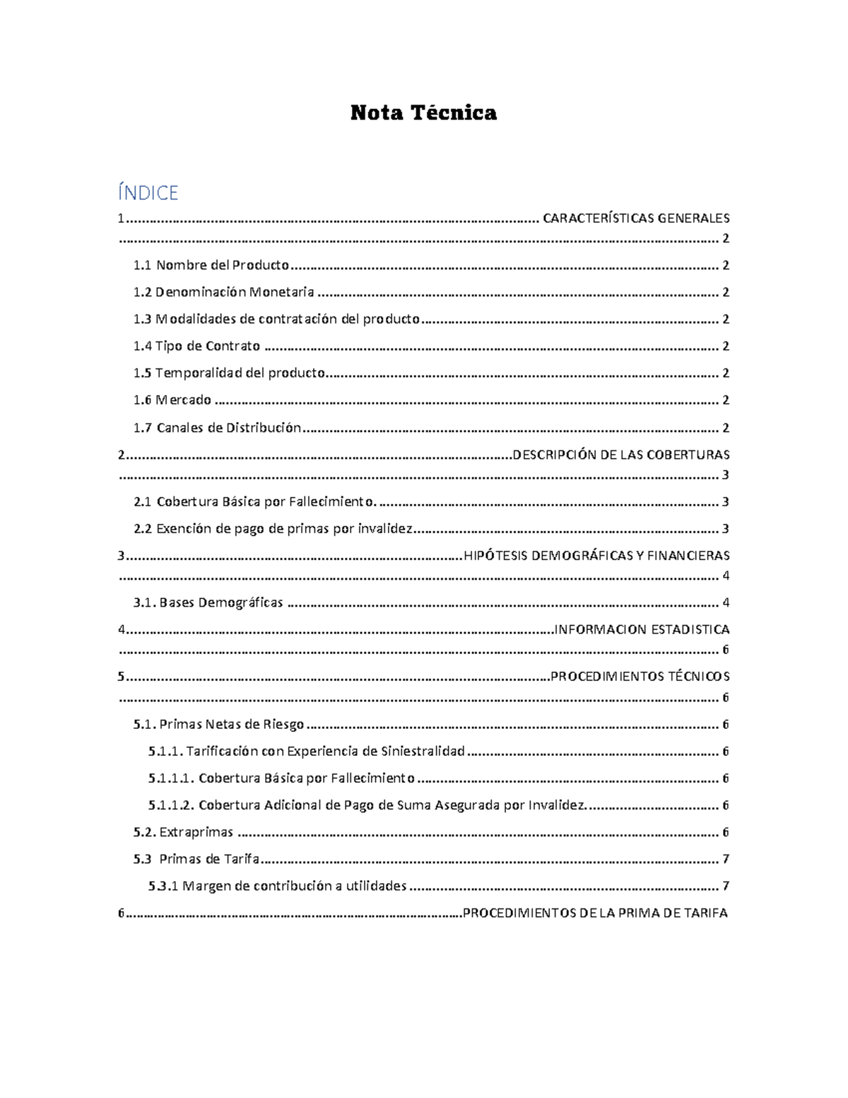 Nota Técnica - ABIS - Ejemplo de Nota - Nota Técnica ÍNDICE - Studocu
