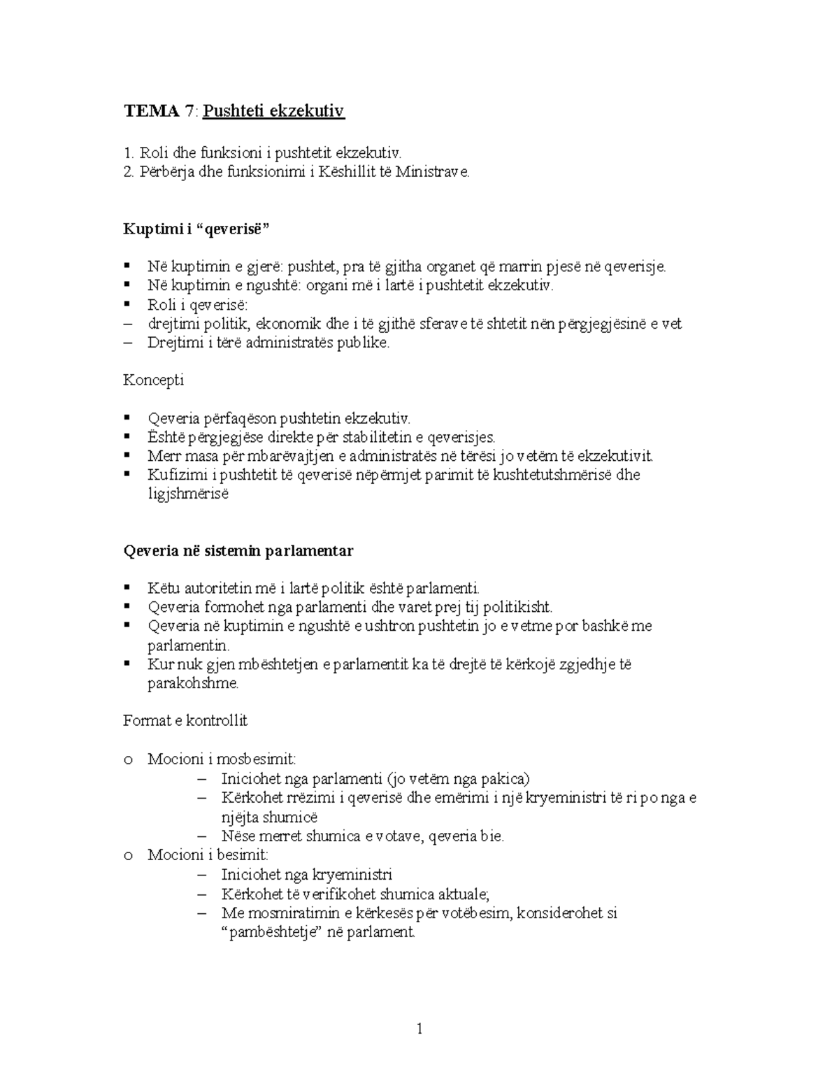 Tema 8 Pushteti ekzekutiv - TEMA 7 : Pushteti ekzekutiv Roli dhe ...