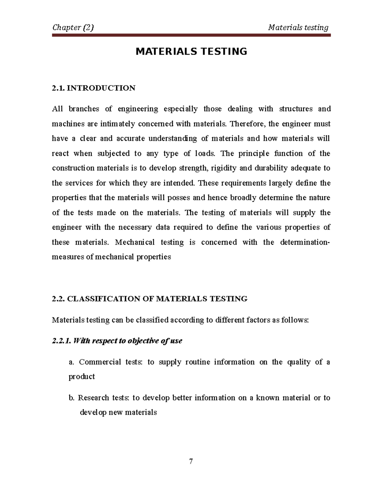 Chapter 1-2 1-2 - MATERIALS TESTING 2. INTRODUCTION All branches of ...