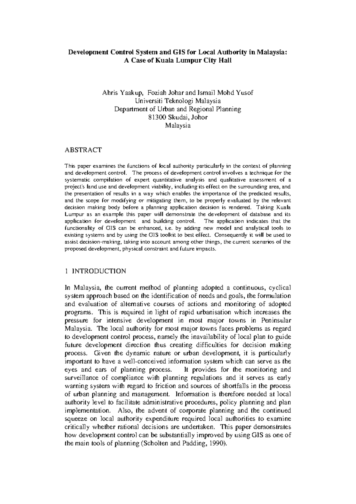 Contoh report law KL development control - Development Control System ...