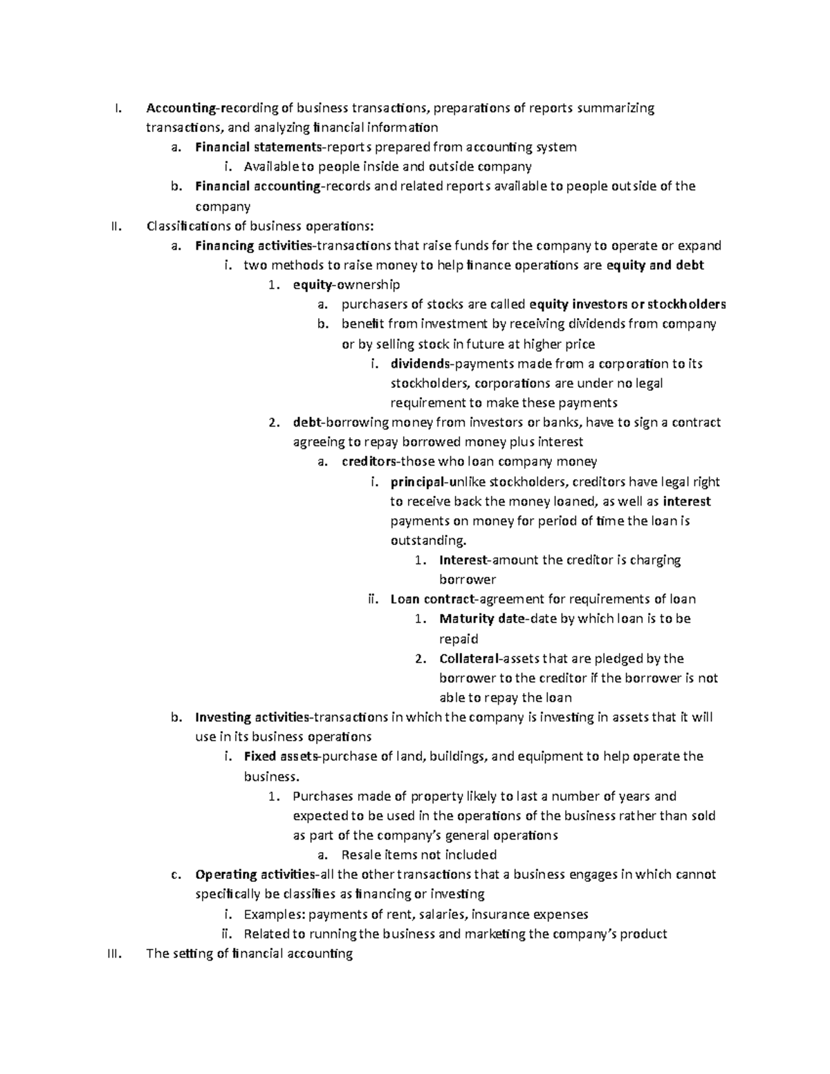 Chapter 1-introduction to finncial accounting - I. Accounting-recording ...