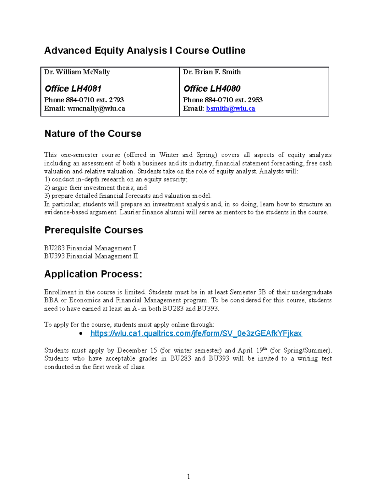 Advanced Equity Analysis I Spring 2020 v1 - Advanced Equity Analysis I ...