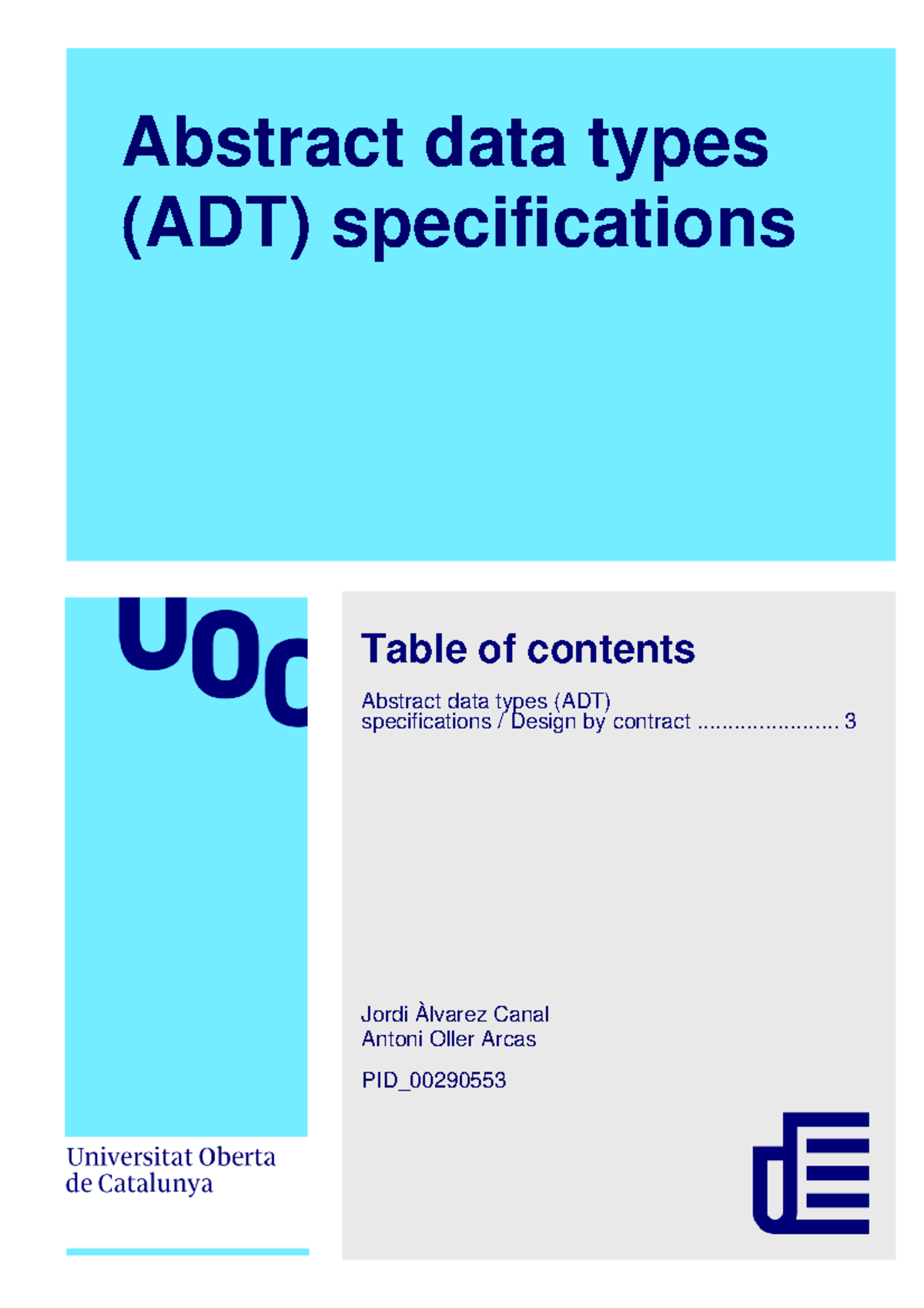 ADT specification - Apuntes del grado de Tecnicas de de aplicaciones de ...