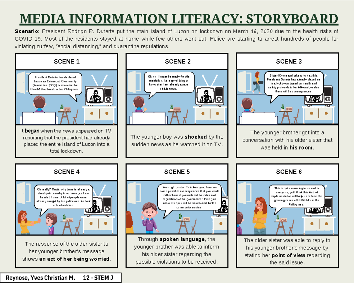 Comic Strip in a form of Storyboard - The younger brother got into a ...