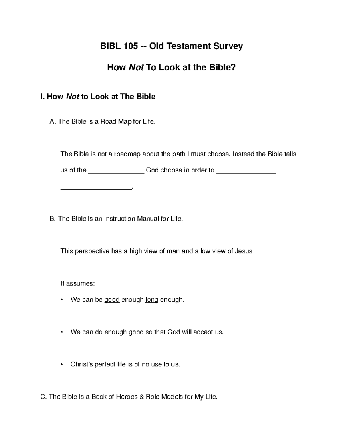 How Not To Look at the Bible - BIBL 105 - Old Testament Survey How Not ...