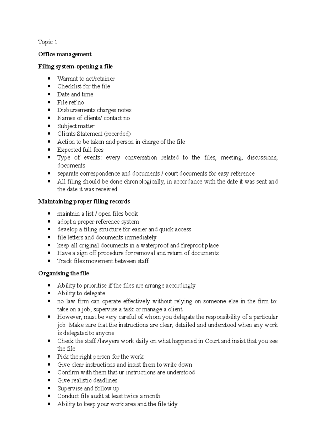 Professional Practice I C1 - Topic 1 Office management Filing system ...