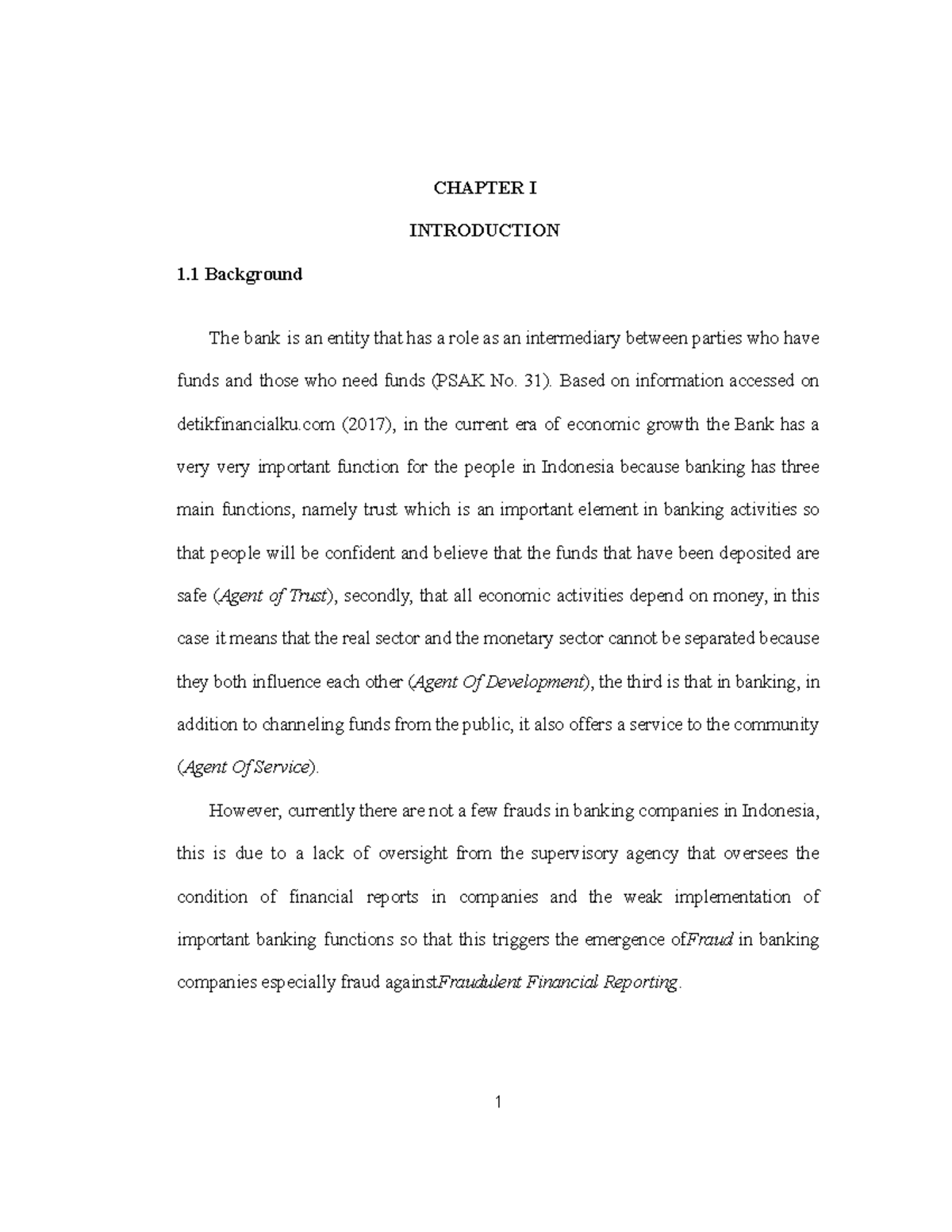 Factors Affecting Fraudulent Financial Reporting In Banking Companies