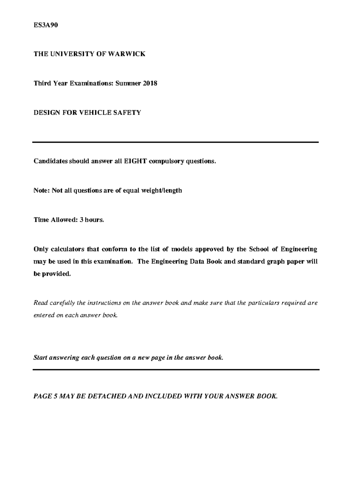 ES3A9 - 2018 Past Paper - THE UNIVERSITY OF WARWICK Third Year ...