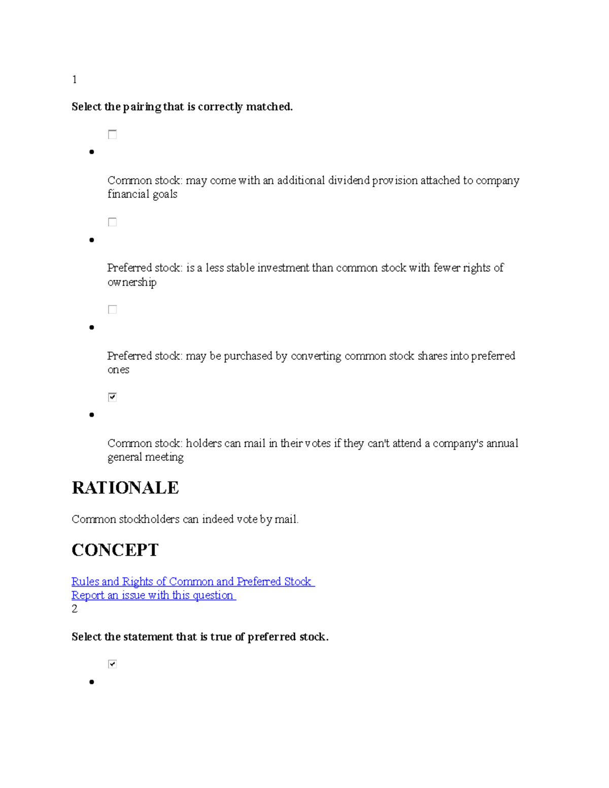 Principles of Finance Milestone 2 - 1 Select the pairing that is ...