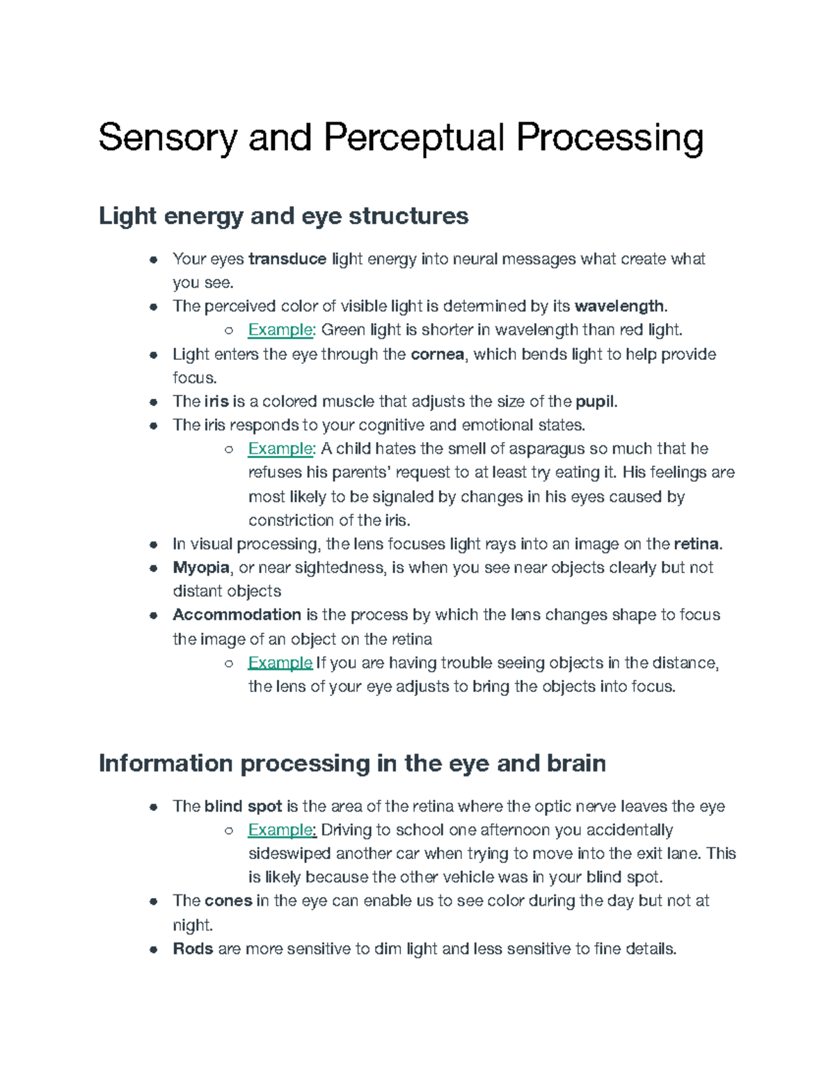 Sensory and Perceptual Processing - The perceived color of visible ...