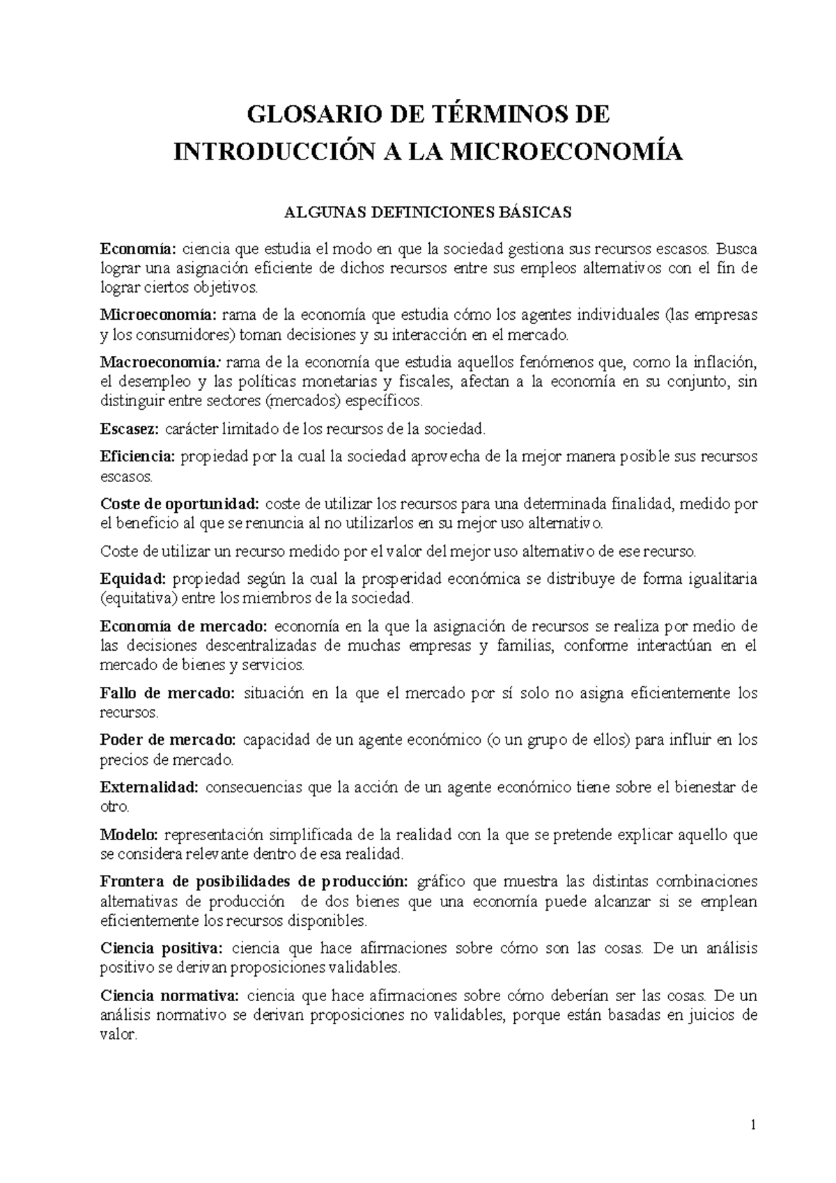 Conceptos de Economia - Libro - GLOSARIO DE T.. DE INTRODUCCI”N A LA ...