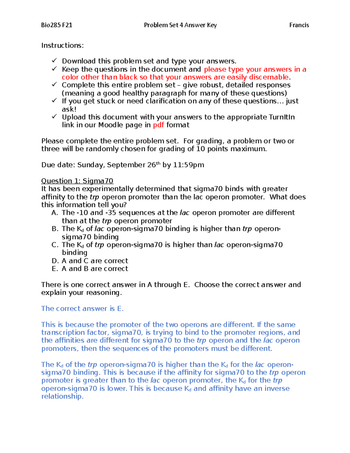 Bio285 F21 Week 4 Problem Set - Instructions: Download this problem set and type your answers ...