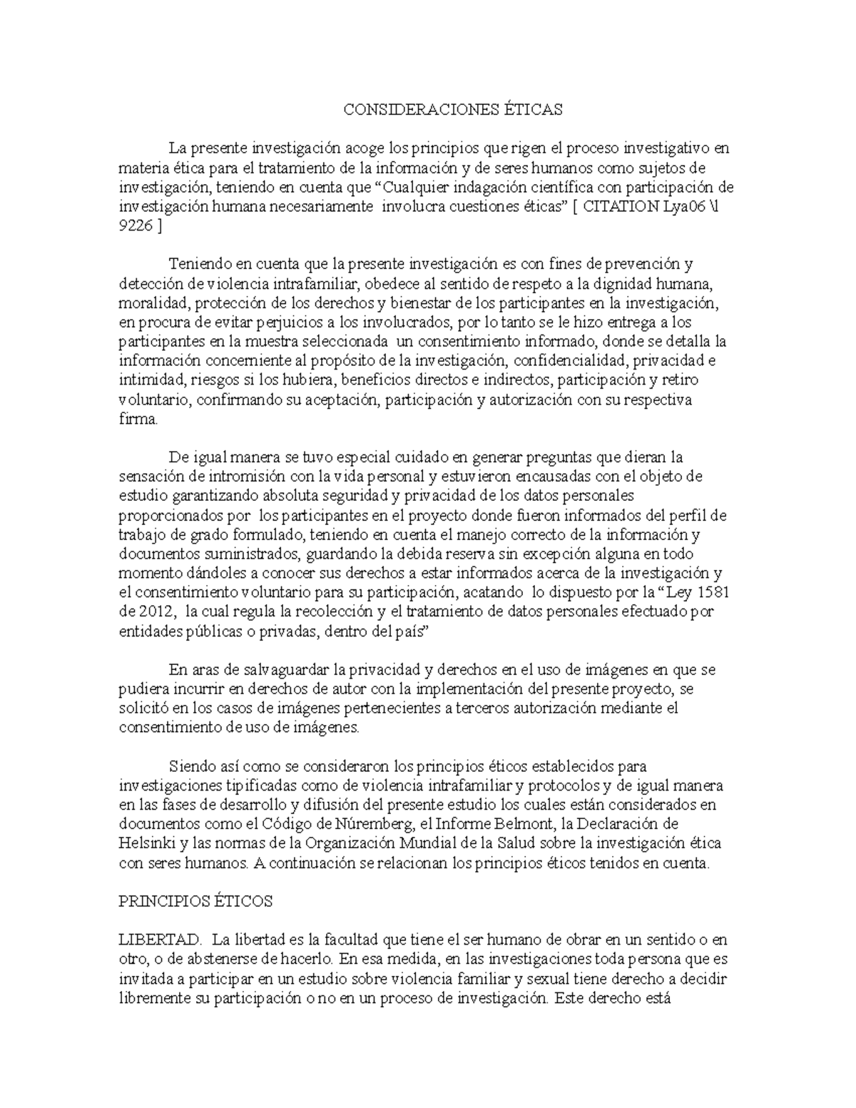 Consideraciones Eticas - CONSIDERACIONES ÉTICAS La presente ...