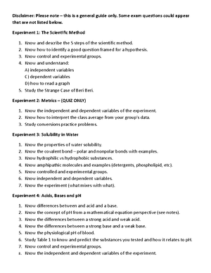 Biochemistry Equation Sheet for Ch. 1 -9 - Biochemistry Equation sheet ...