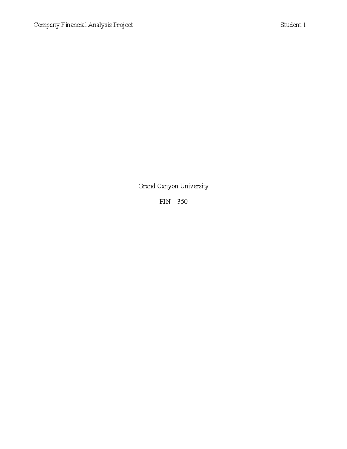 Grand Canyon University Company Financial Analysis Project Grand
