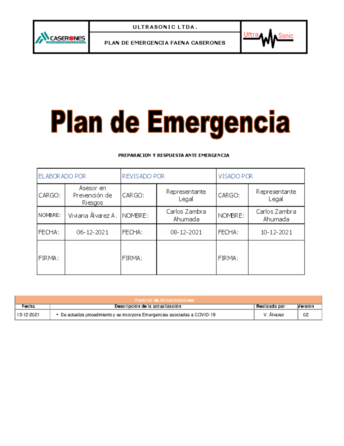 Preparacion Y Respuesta ANTE Emergencia - PLAN DE EMERGENCIA FAENA ...