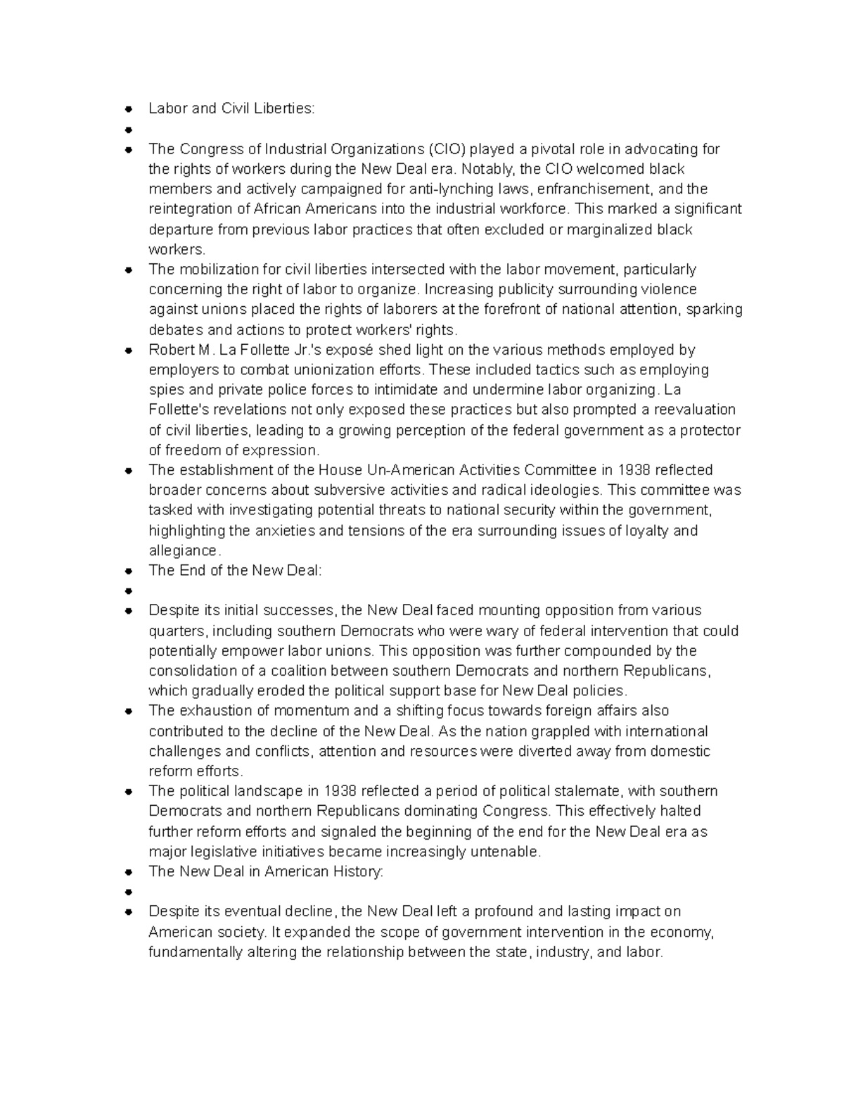 Apush ch 21 - Summary Us Military History - Labor and Civil Liberties ...