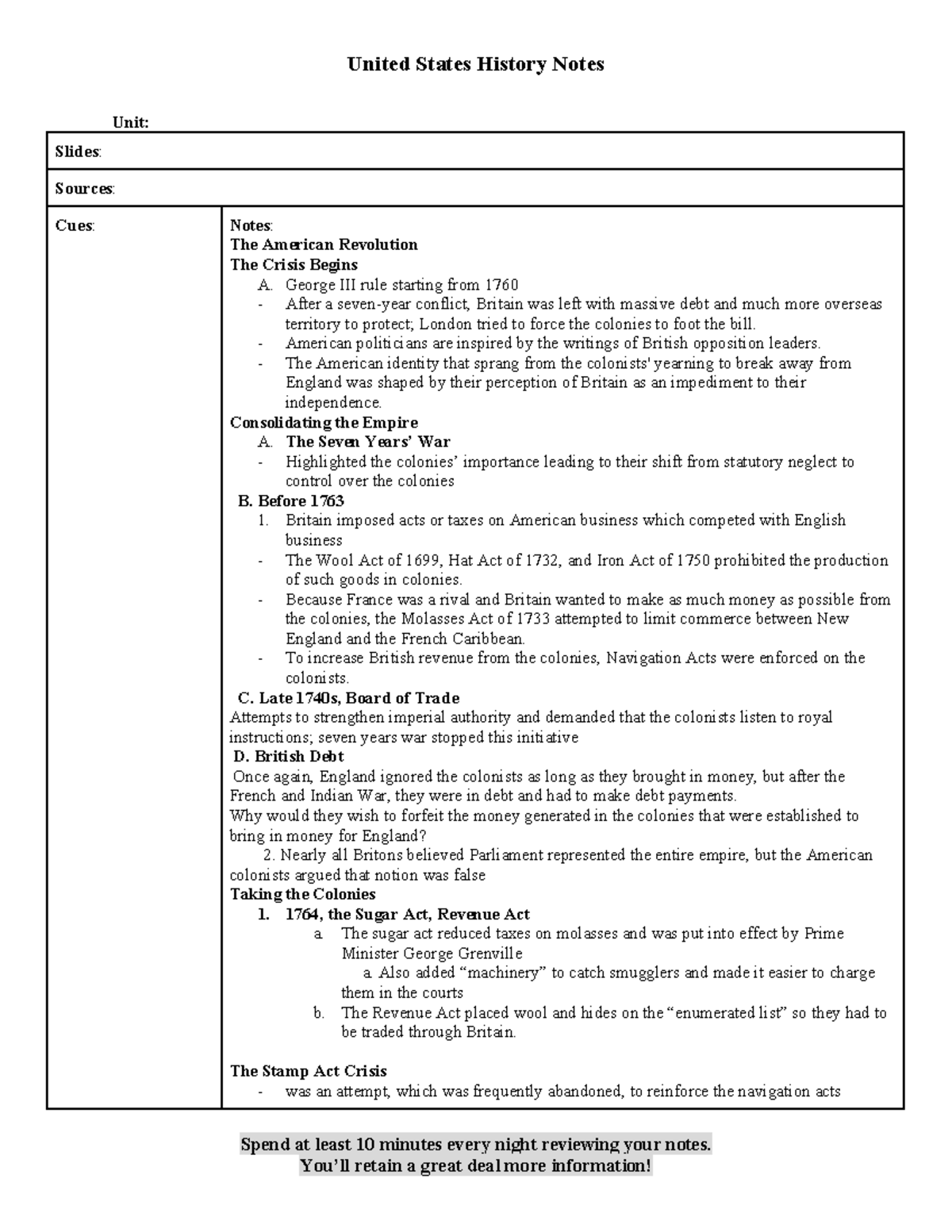 Chapter 5 notes - United States History Notes Unit: Slides: Sources ...