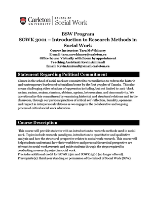 SOWK2001 A Syllabus - SOWK - School of Social Work BSW Program Social ...
