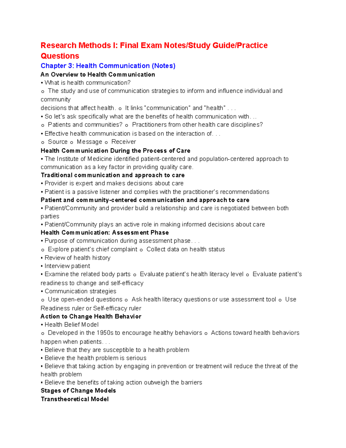 RM1 Final Prep - Research Methods I: Final Exam Notes/Study Guide ...