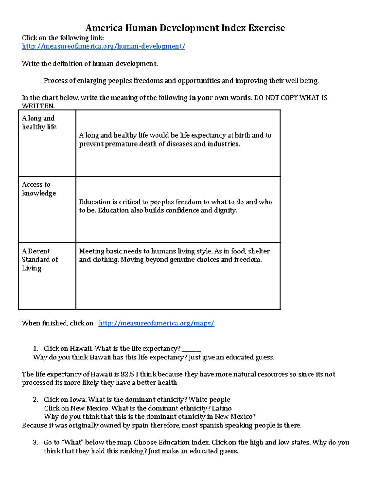 Copy of America Human Development Index Exercise - America Human ...