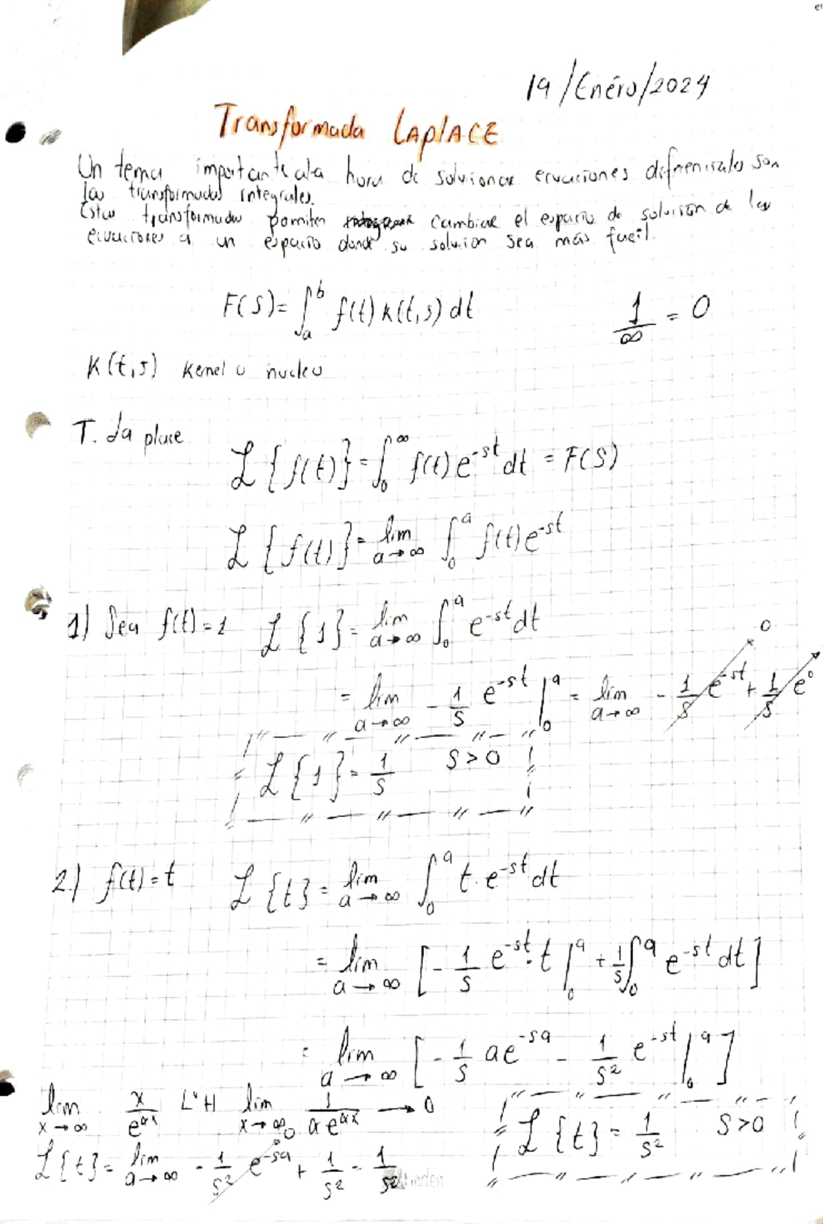 TRANSFORMADAS LAPLACE - n tenc imptant aa horu d swuisner trvuriuns la ...