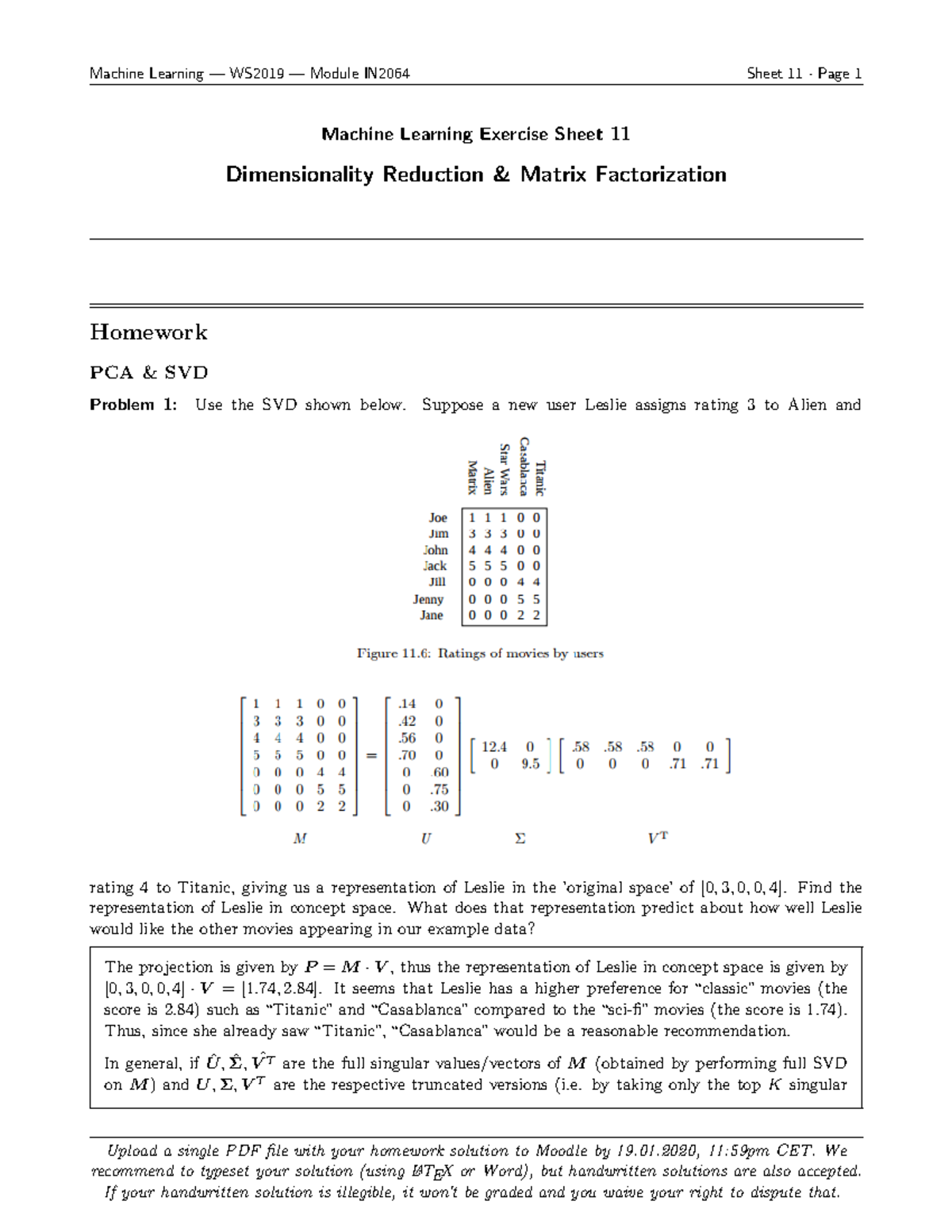 Exercise solution 11 dim reduction - Machine Learning Exercise Sheet 11 ...