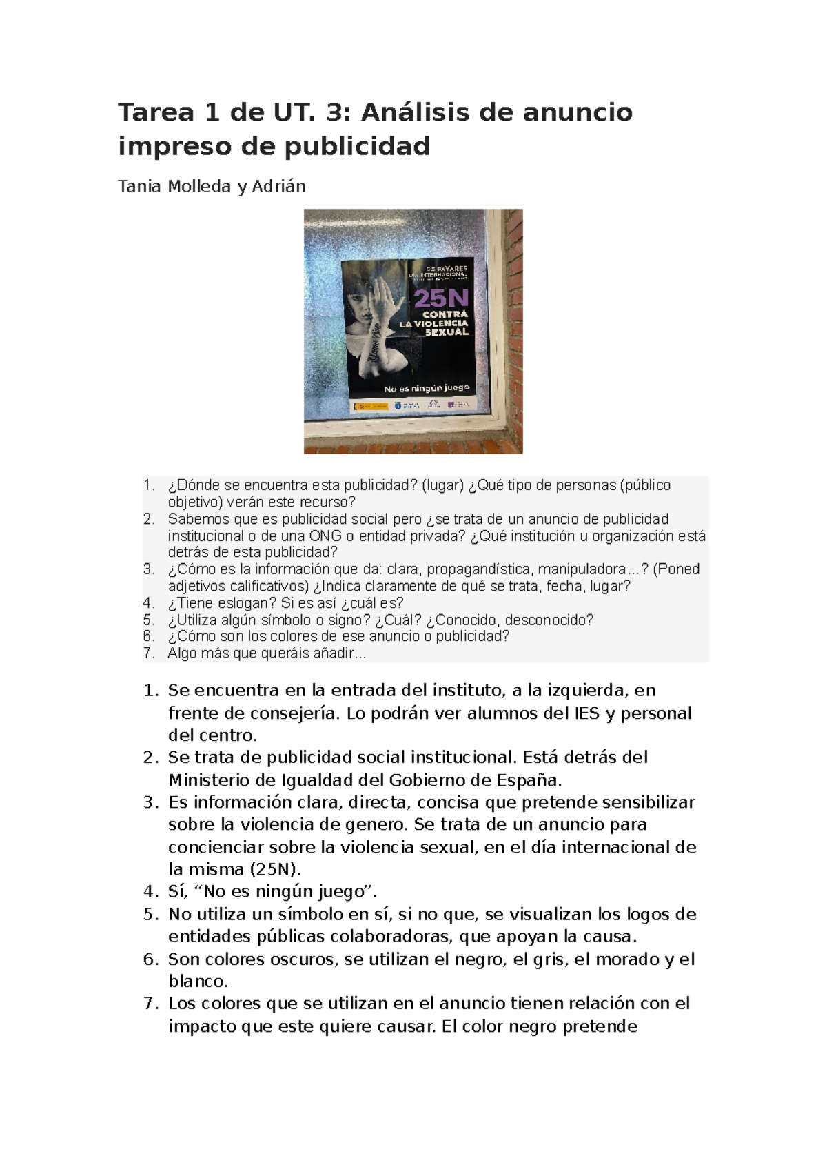 Tarea 1 de UT 3 Tania y Adrian - Tarea 1 de UT. 3: Análisis de anuncio impreso de publicidad ...