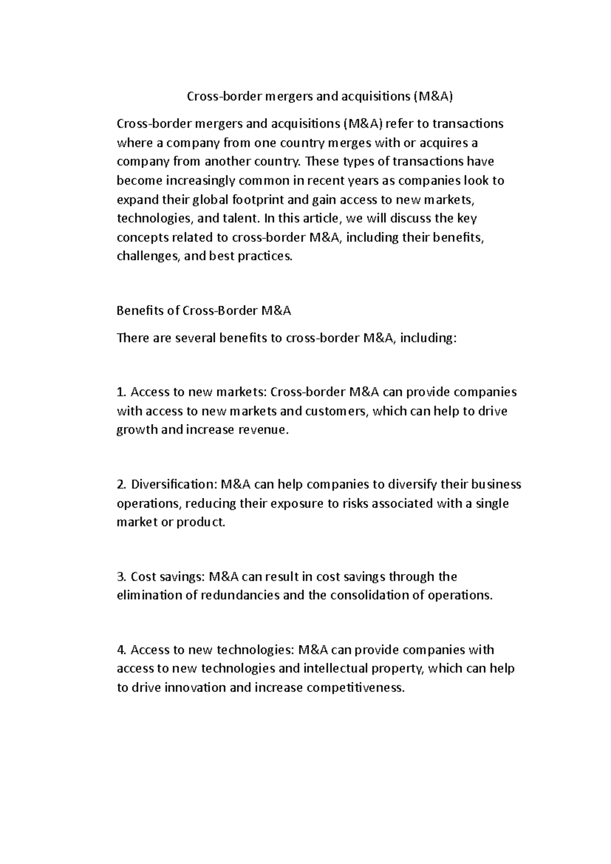 Cross-border mergers and acquisitions (M A) - Cross-border mergers and ...