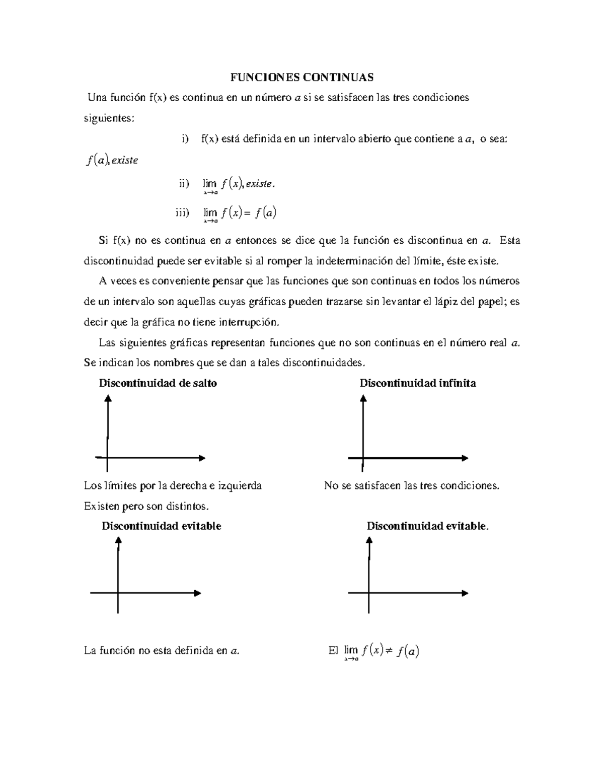 1. Funciones Continua - practica - FUNCIONES CONTINUAS Una función f(x ...