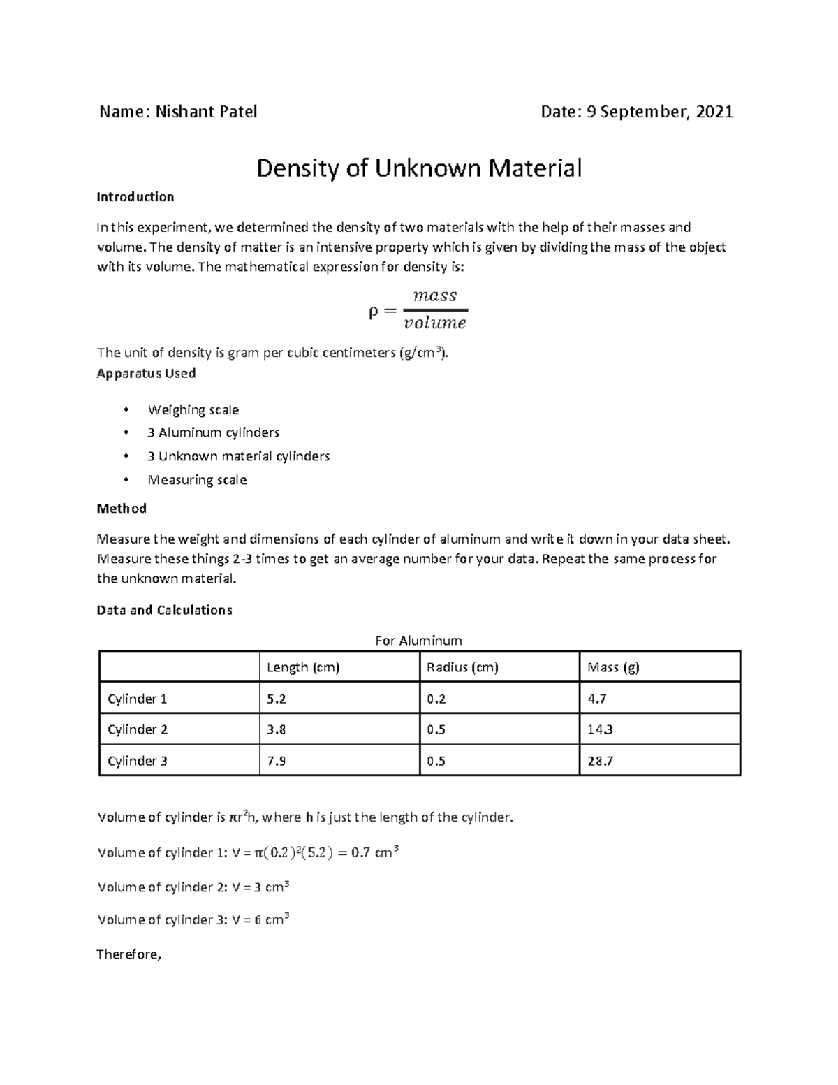 Lab1 - IIT physis 123 Mechanics Lab report 1 - Name: Nishant Patel Date ...