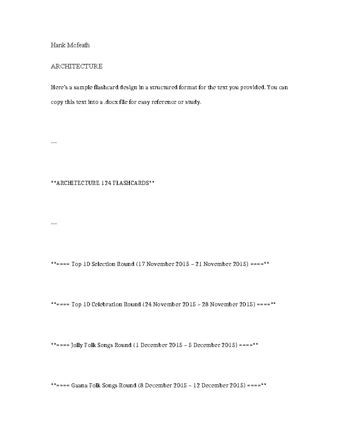 Arch flashcard 2321 - Flash cards for test review - Hank Mcfeath ...